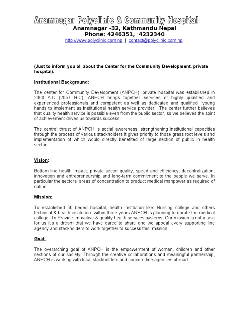 Hospital Proposal | PDF | Hospital | Goal