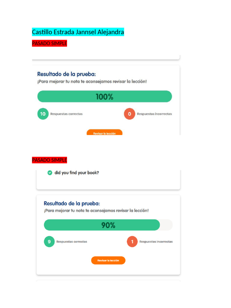 Ingles Ejercicios Castillo Estrada Alejandra | PDF