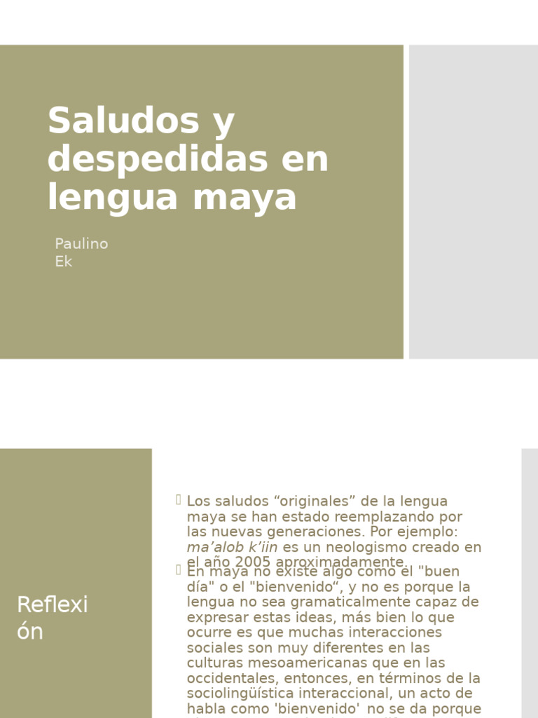 683601930-8-Saludos-y-Despedidas-en-Lengua-Maya | PDF