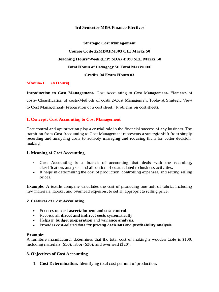 Module 1 & 2 - SCM Module 3rd Sem MBA | PDF | Cost Accounting | Cost Of Goods Sold