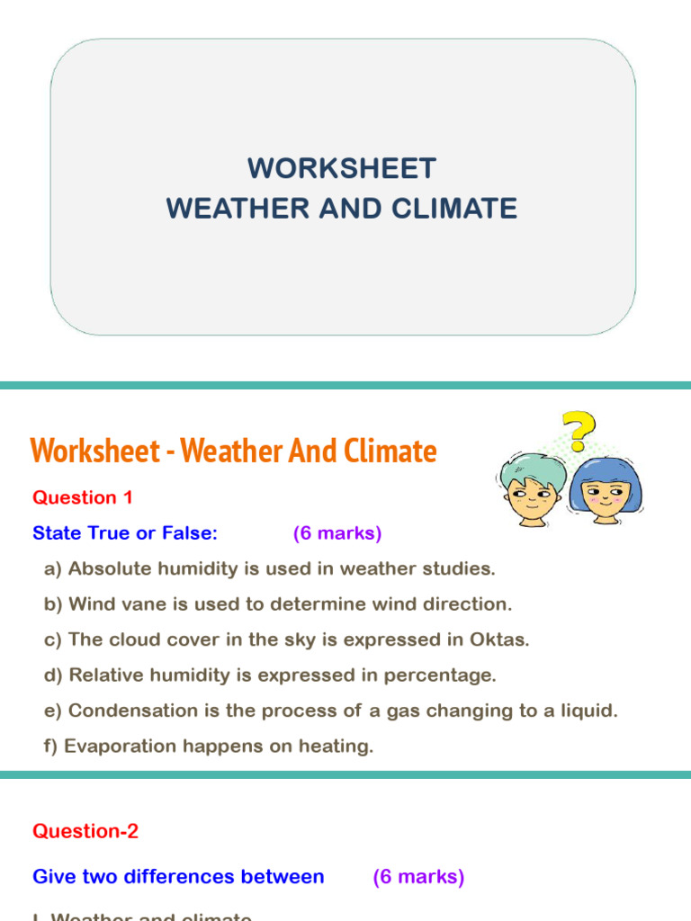 Weather and Climate Worksheet | PDF