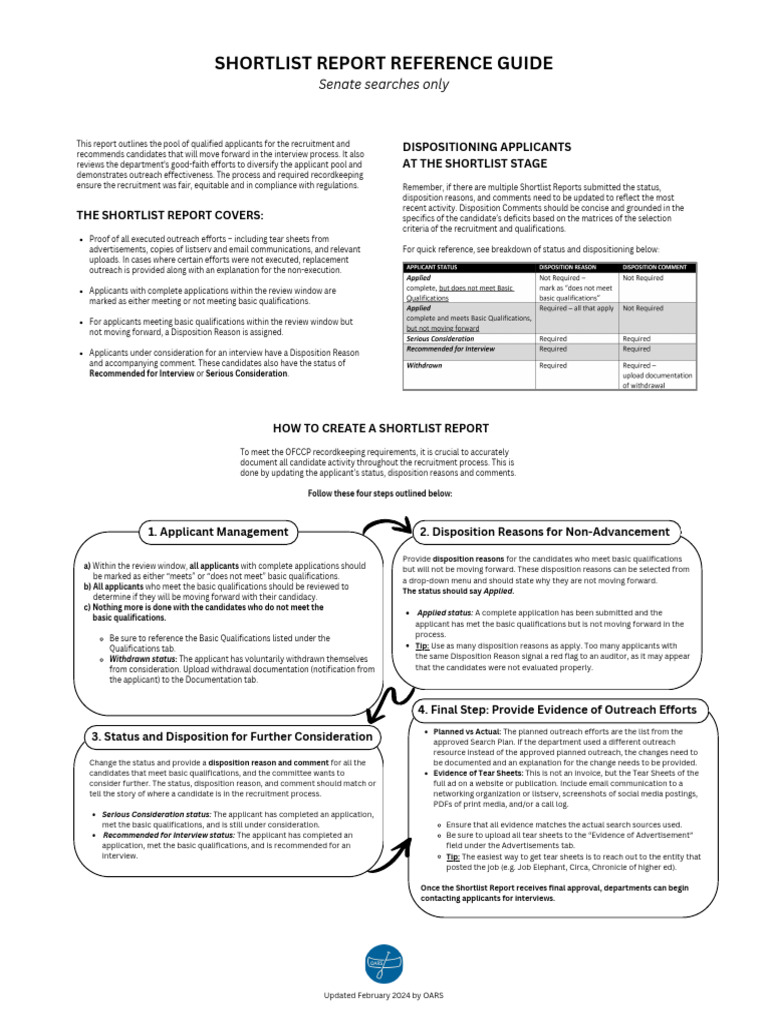 Shortlisting Report for Recruitment Process | PDF | Recruitment