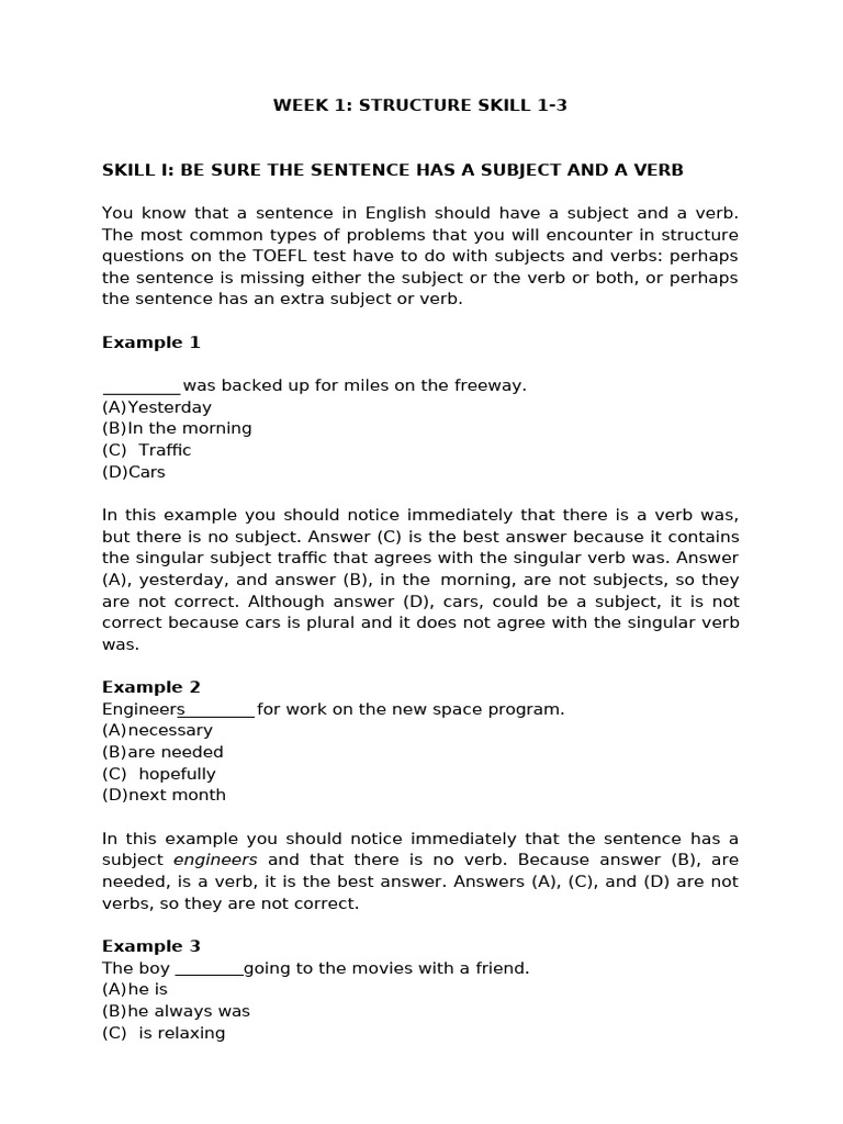 Week 2 - Structure Skill 1 - 3 (Rina) | PDF | Subject (Grammar) | Tide