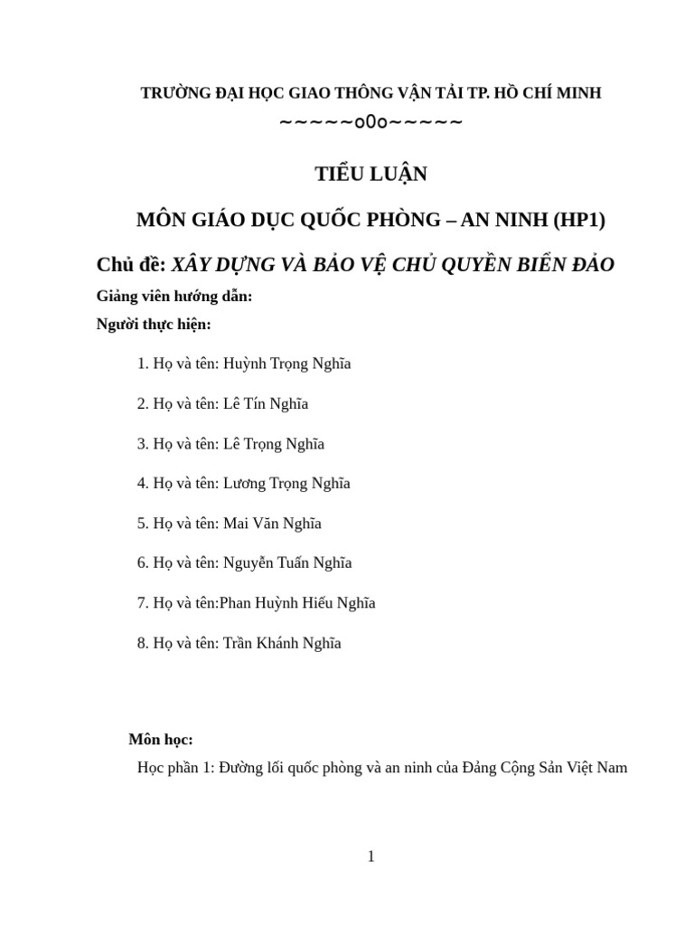 Tiểu luận HP1 GDQP và An Ning | PDF