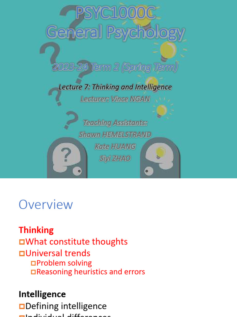 07 - Thinking and Intelligence Student | PDF | Intelligence Quotient | Intelligence