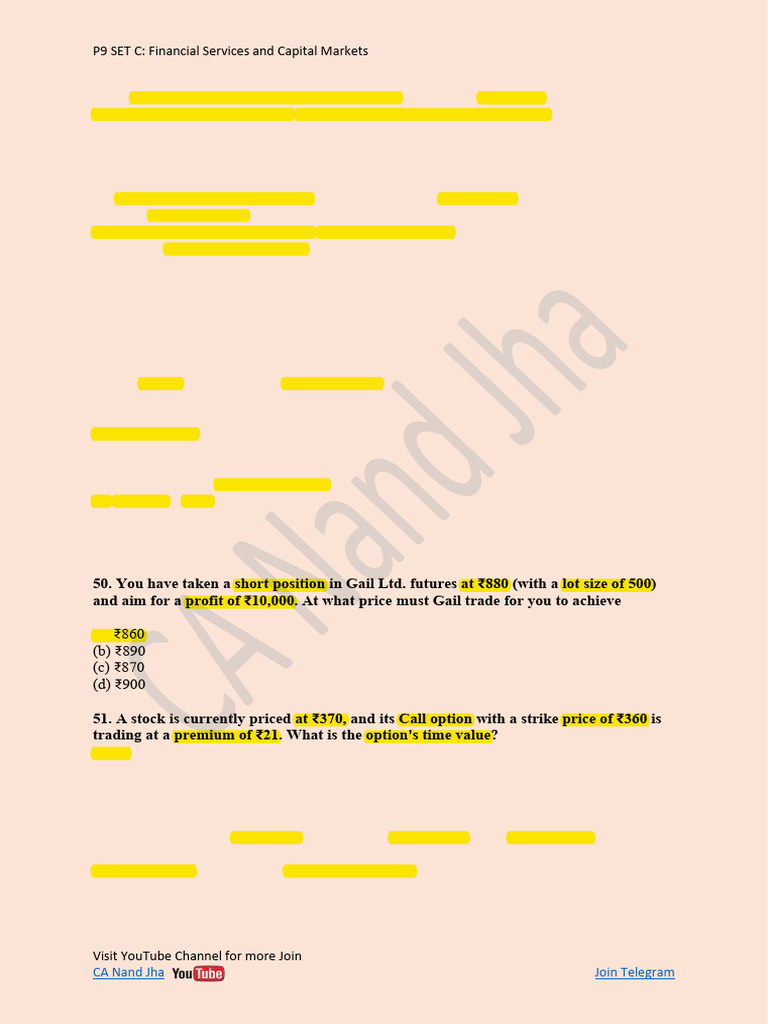 SET C P9 High Impact MCQs Series (Part-2) | PDF | Option (Finance) | Factoring (Finance)