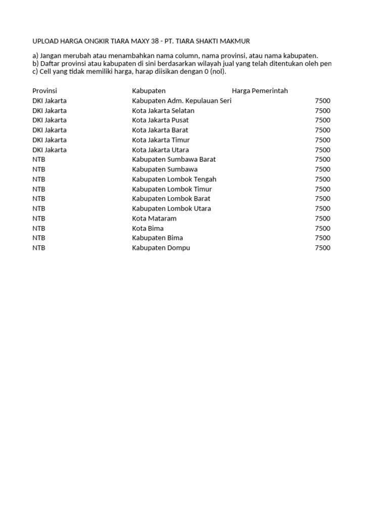 Template Harga Produk Tiara Maxy 38 - Pt. Tiara Shakti Makmur | PDF