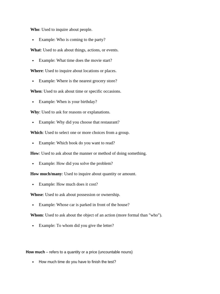 Interrogative words | PDF