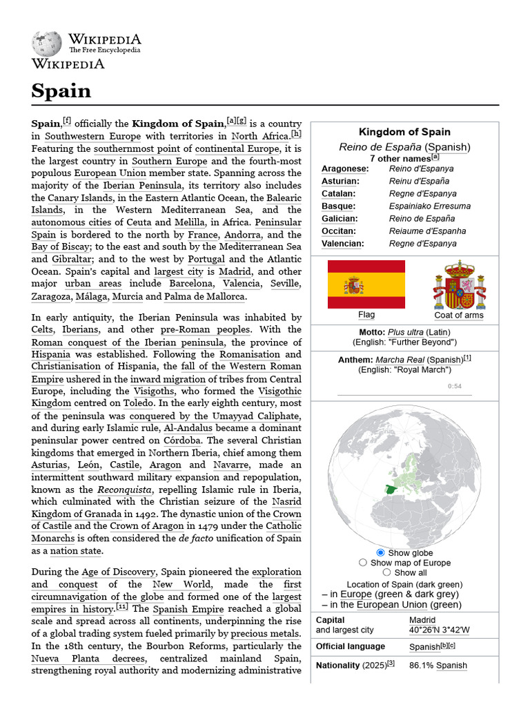 Spain Article | PDF | Spain | Iberian Peninsula