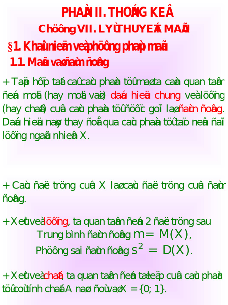 Xac Suat Thong Ke - Dang Han - Giaoantk 8 Ly Thuyet Mau | PDF
