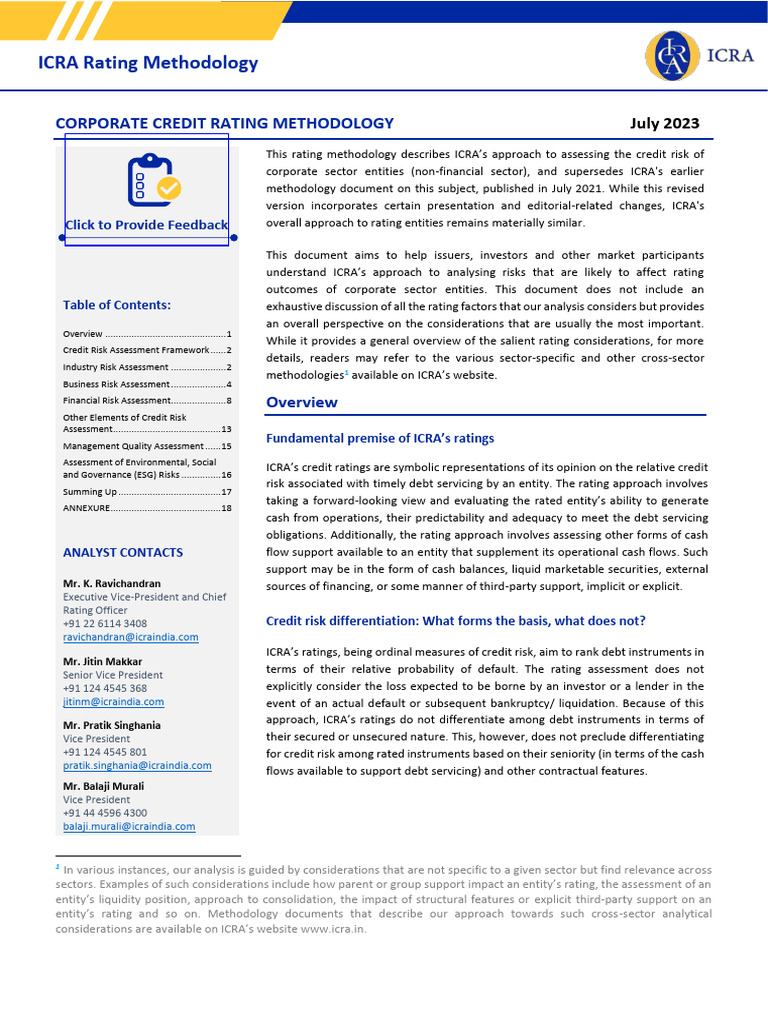 Corporate Credit Rating Methodology, Jul 2023 | PDF | Debt | Leverage ...