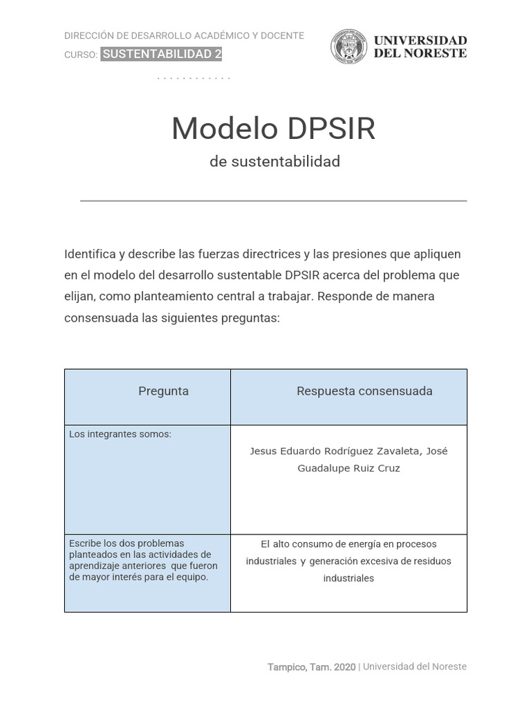 Modelo DPSIR en Sustentabilidad Industrial | PDF | Residuos | Contaminación