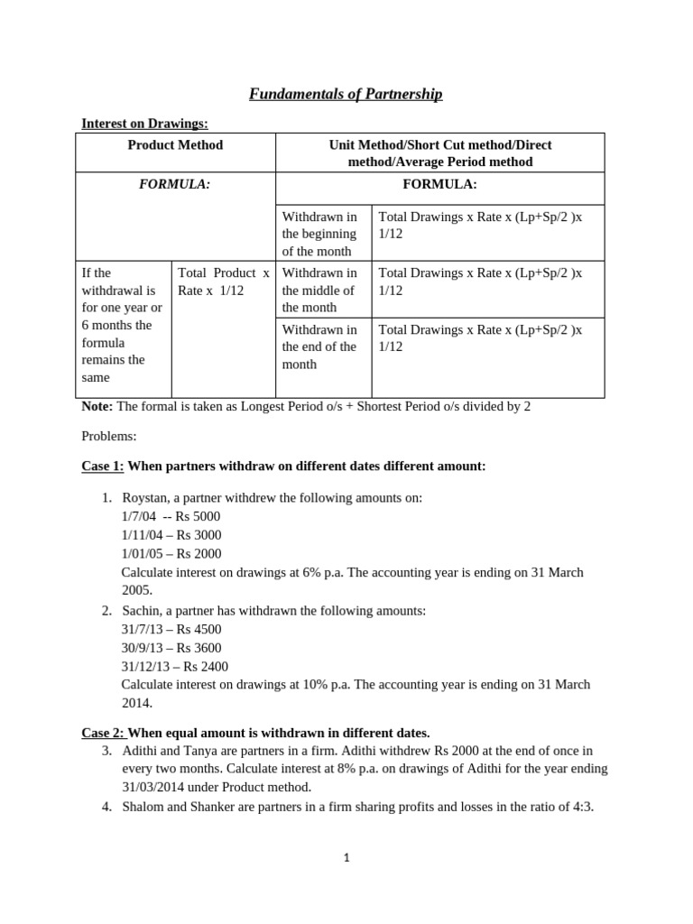 Interest on Drawings Calculation Methods | PDF | Interest | Financial ...