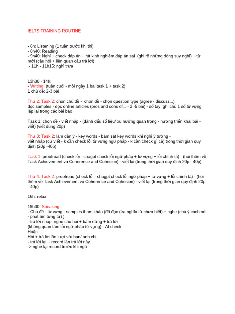 Ielts Training Routine | PDF