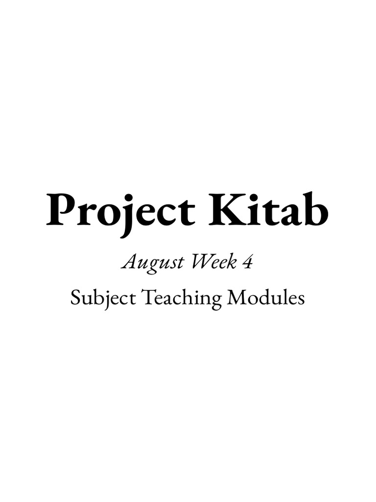 Project Kitab - August Week 4 Subject Teaching Modules | PDF | Plants | Photosynthesis