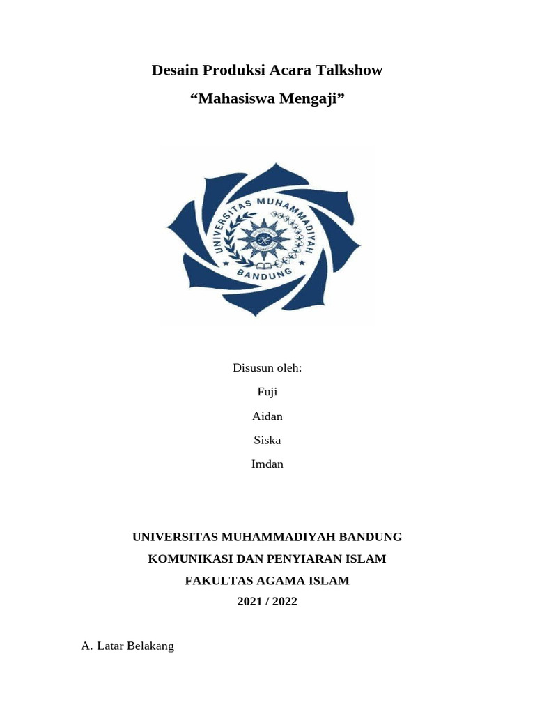 Desain Produksi Acara Talkshow - Fuji | PDF