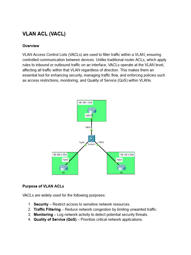VLAN ACL | PDF | Quality Of Service | Computer Network