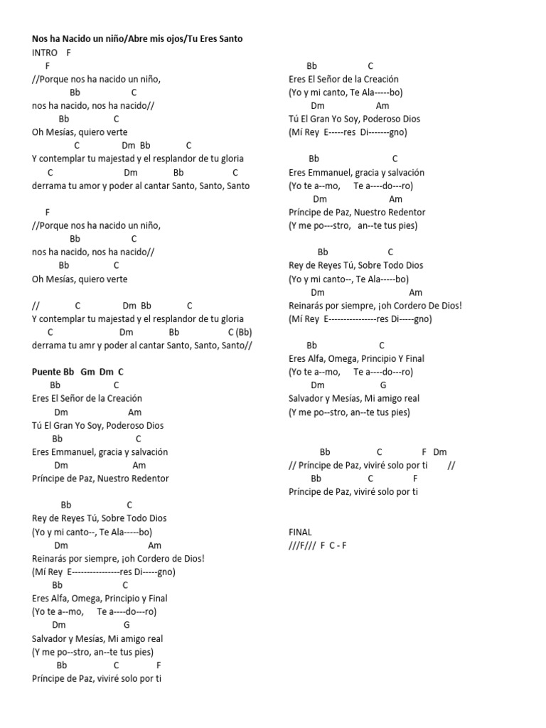 Nos ha nacido un niño: Alabanza y adoración | PDF