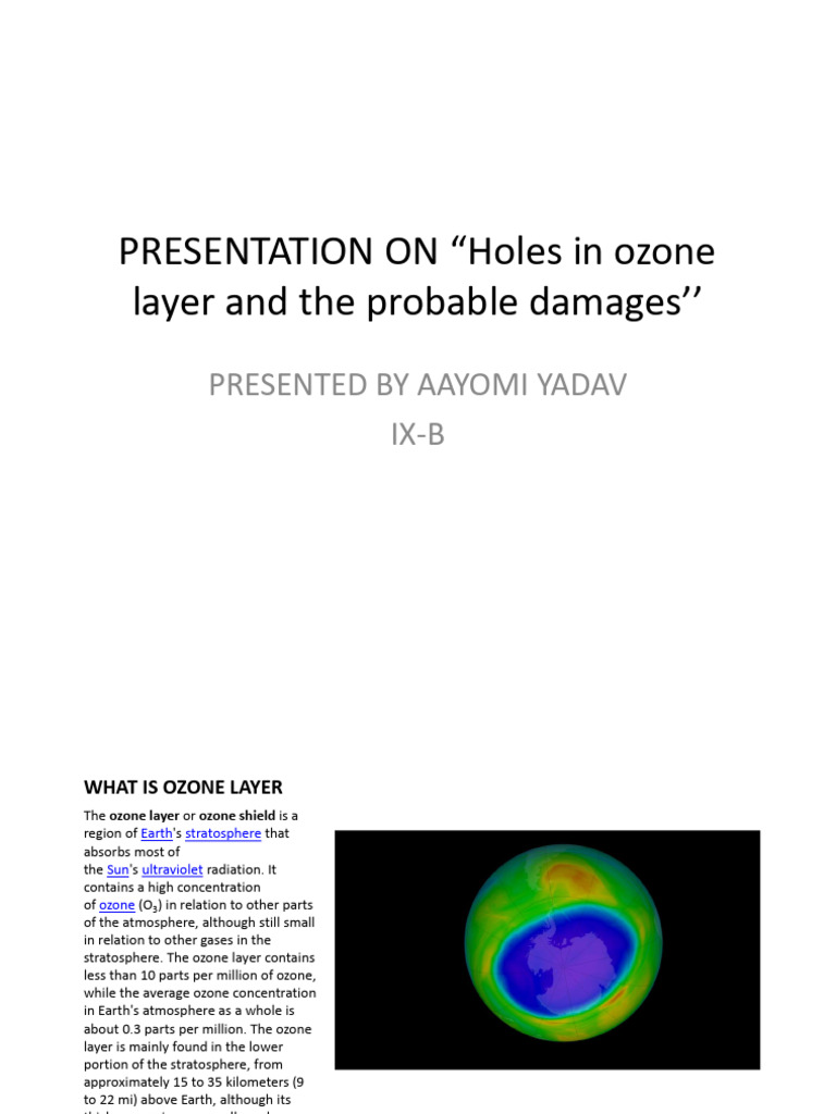 Presentation On Ozone Layer | PDF | Ozone Depletion | Ozone