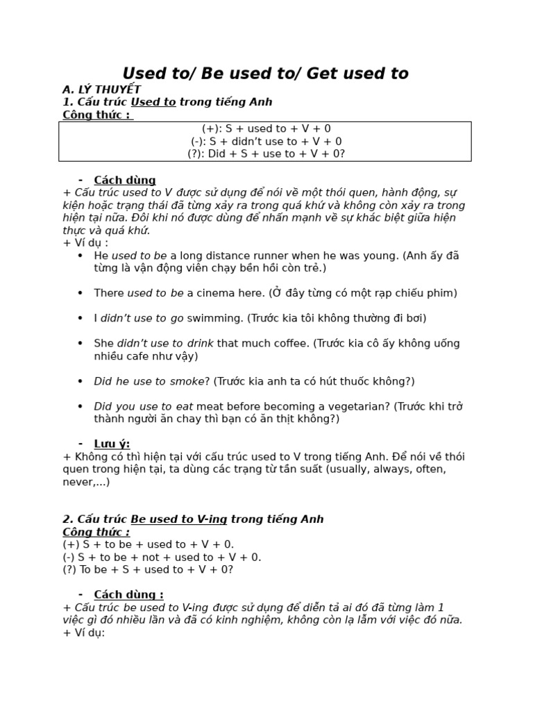 Used To, Get Used To, Be Use To | PDF