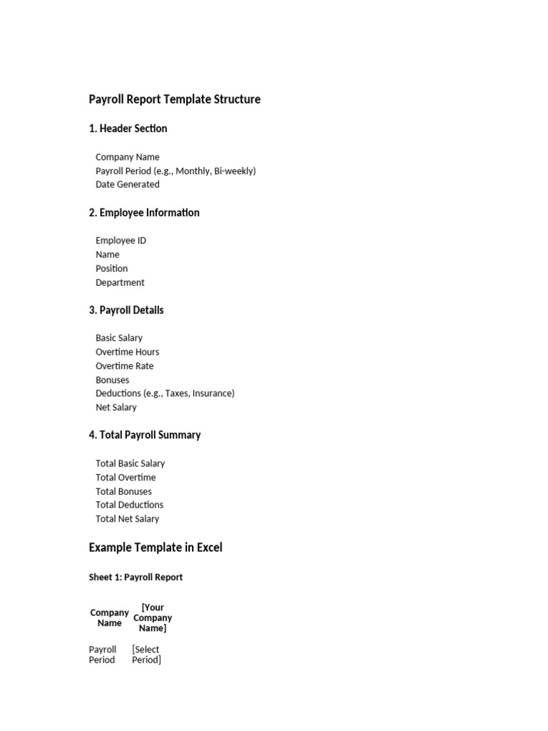 Payroll Report Template Structure | PDF