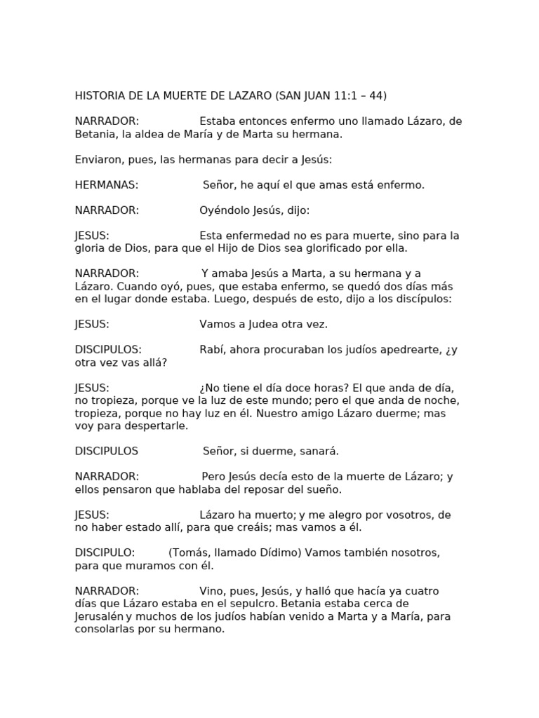 Resurrección de Lázaro en la Biblia | PDF | María, madre de Jesús ...