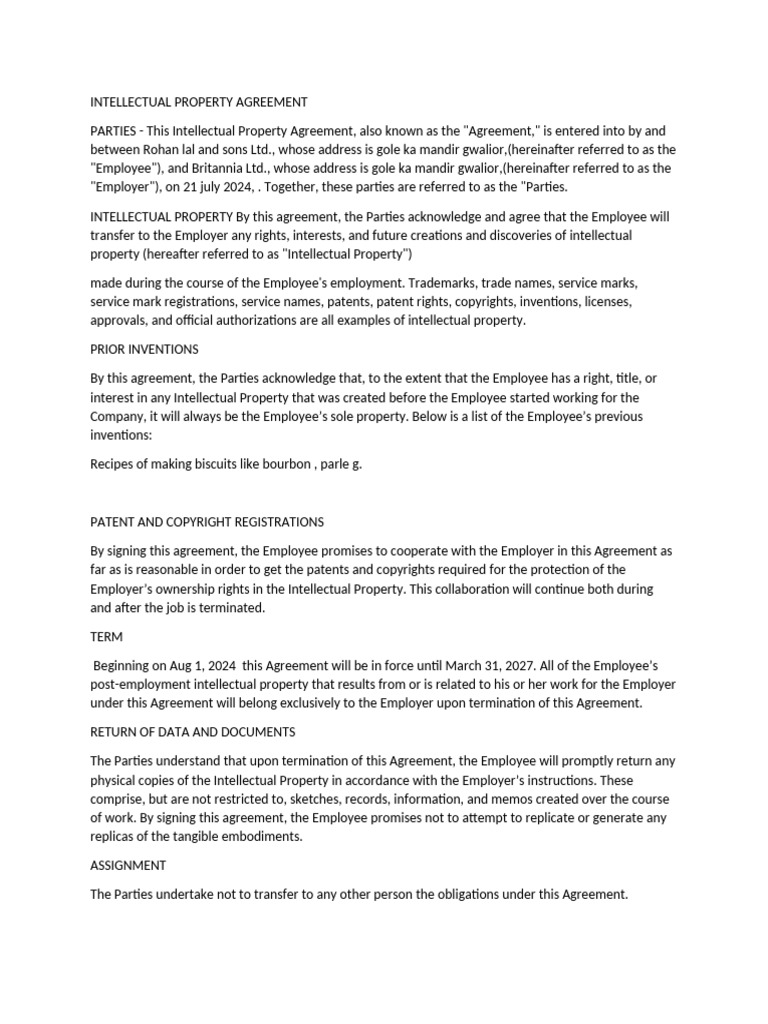 Ipr Contract Between 2 Parties | PDF | Intellectual Property | Common Law