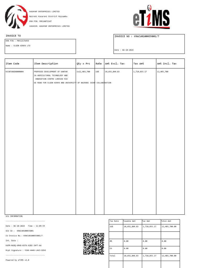 Elgon Kenya Ltd Invoice Summary | PDF