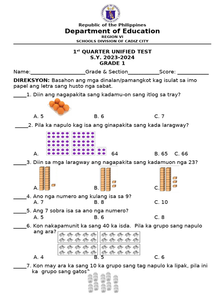 G-1-1st Quarter Test | PDF