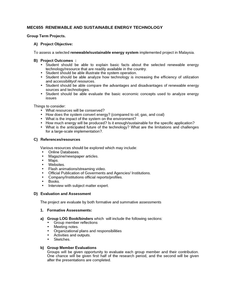 Renewable Energy Projects for Students | PDF | Sustainability | Resource