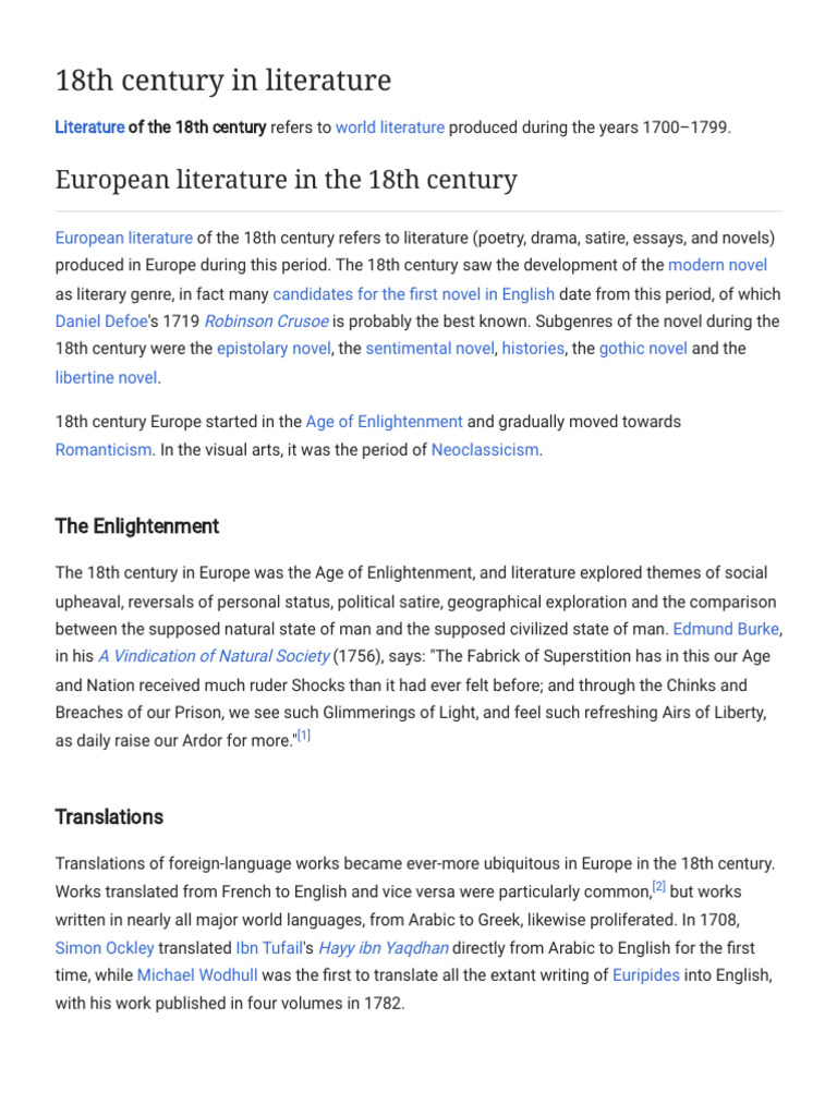 18th Century in Literature - Wikipedia | PDF