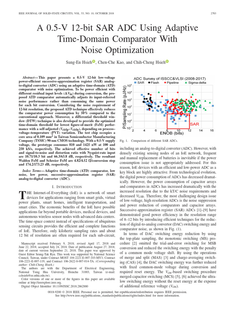 A 0.5-V 12-Bit SAR ADC Using Adaptive Time-Domain Comparator With Noise Optimization | PDF ...