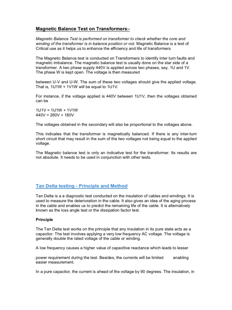 Transformer Testing Guide | PDF | Transformer | Insulator (Electricity)