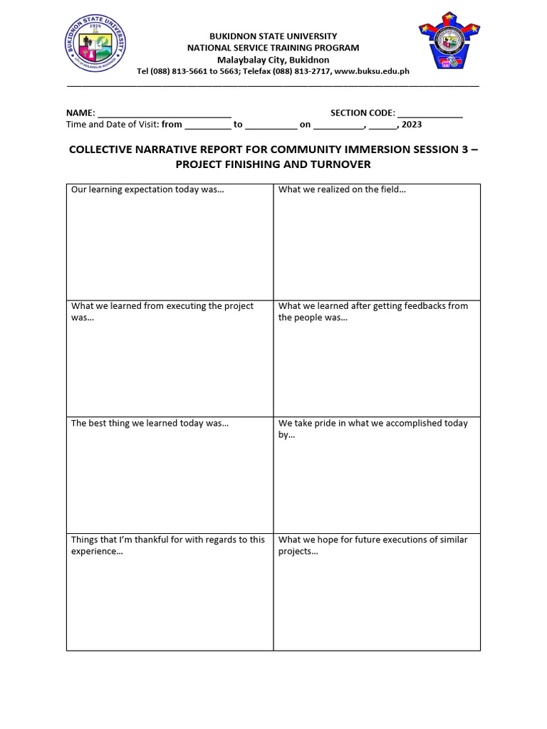 Community Immersion Session Report | PDF