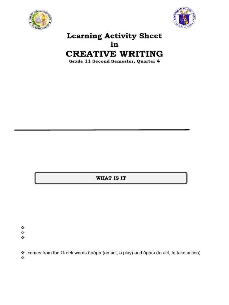 Las Creative Writing 11 Second Quarter Lesson 1 4 Final | PDF | Tragedy ...
