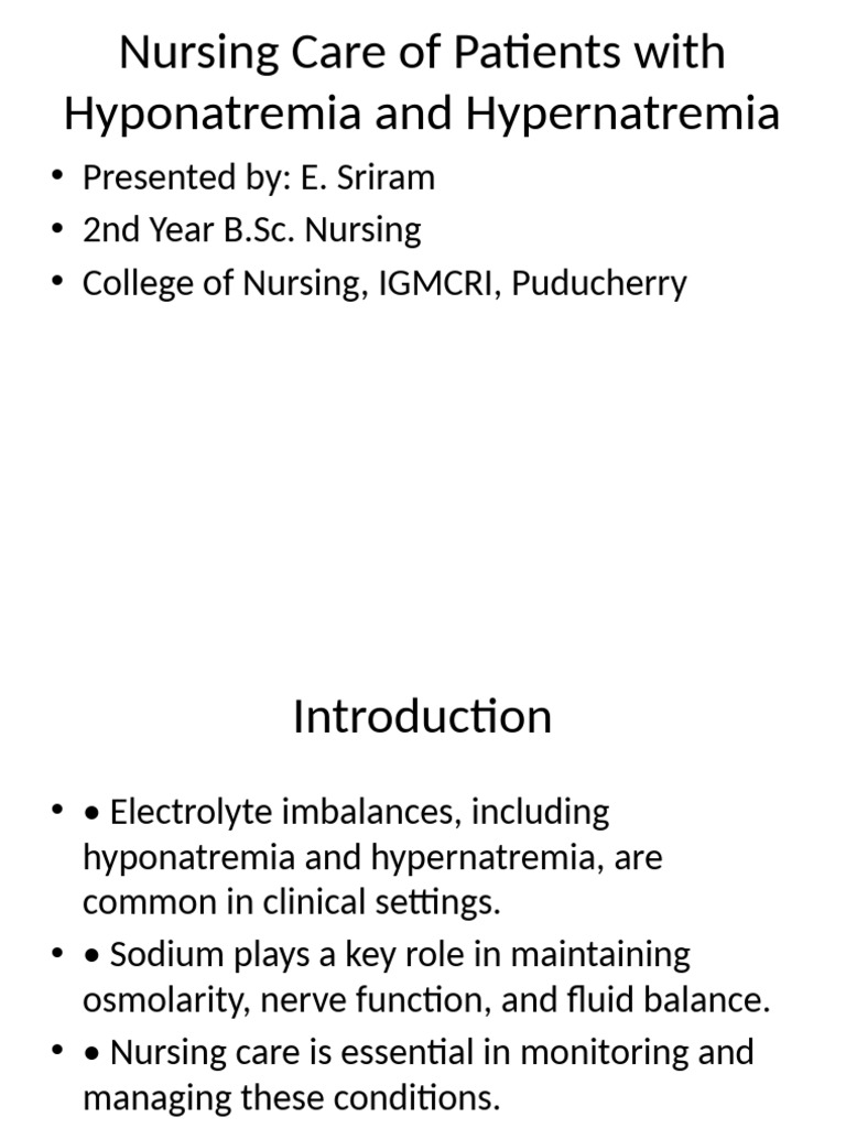 Hyponatremia Hypernatremia | PDF | Diseases And Disorders | Clinical ...