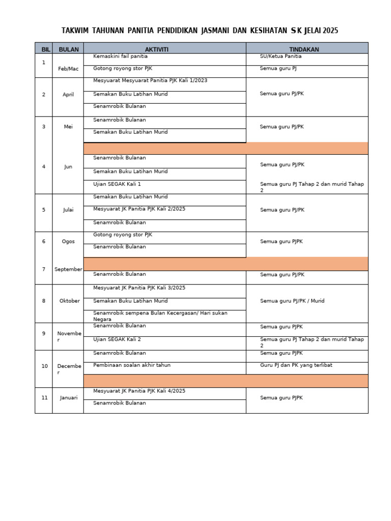 TAKWIM PJPK 2025 | PDF