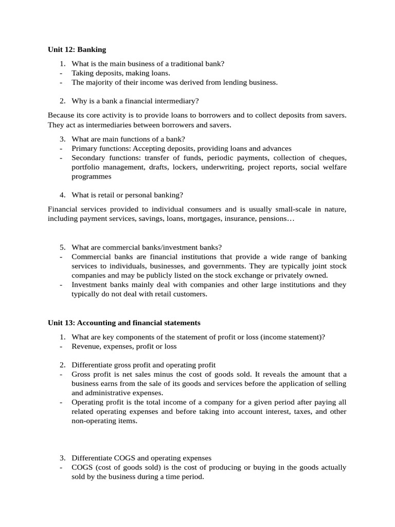Review Unit 12-17 TACN 1 | PDF | Recession | Banks