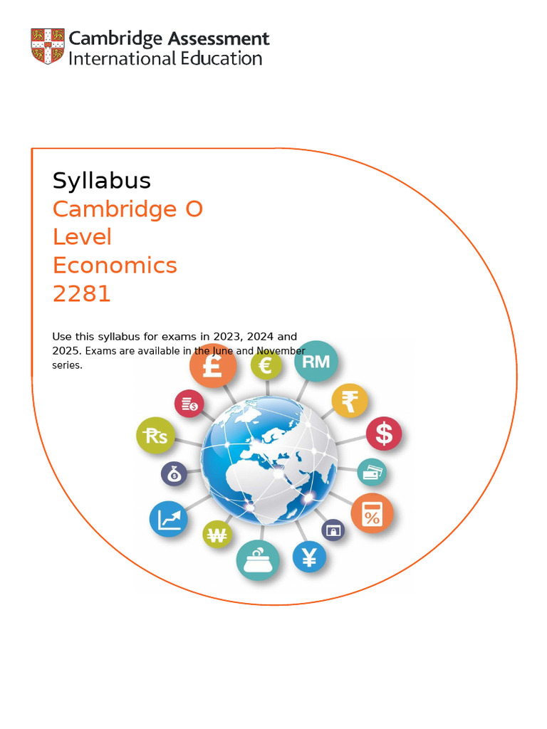 O Level Economics 2023 2025 Syllabus | PDF | Economic Equilibrium | Supply And Demand