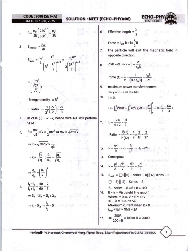 SOLUTION-ECHO-PHY 06 | PDF