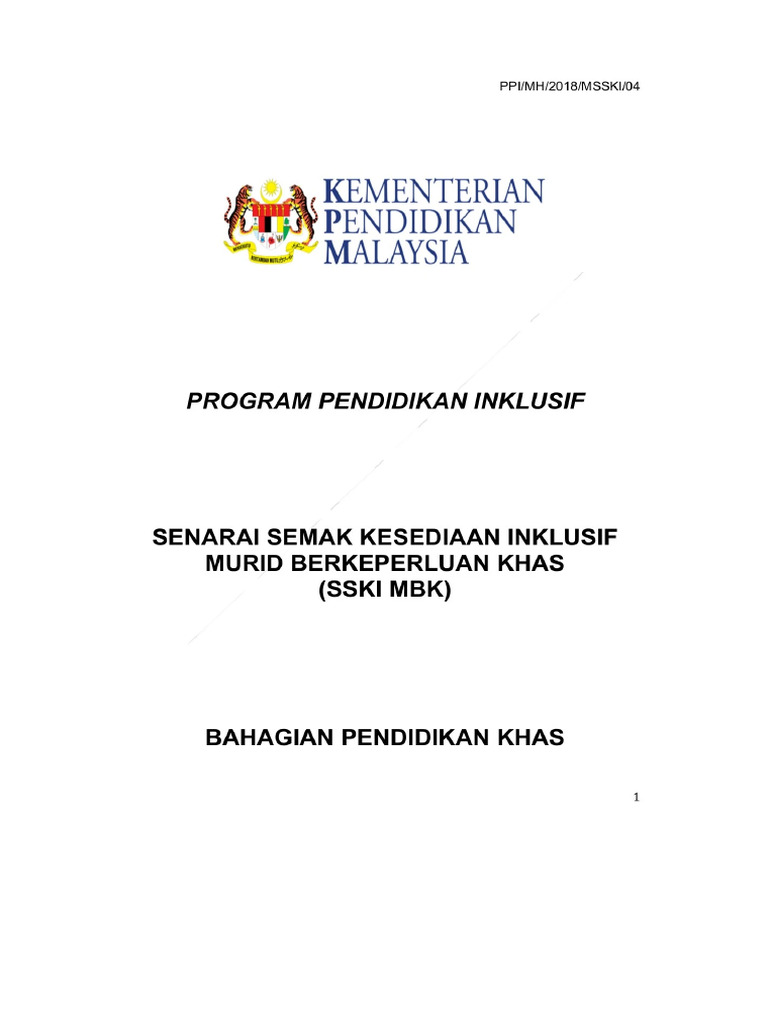 Borang Individu Senarai Semak PPI SSKI | PDF