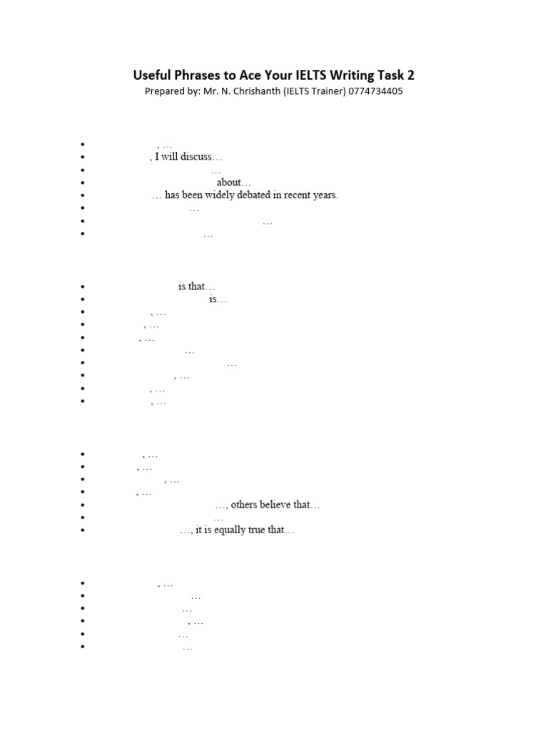 Useful Phrases to Ace Your IELTS Writing Task 2 | PDF