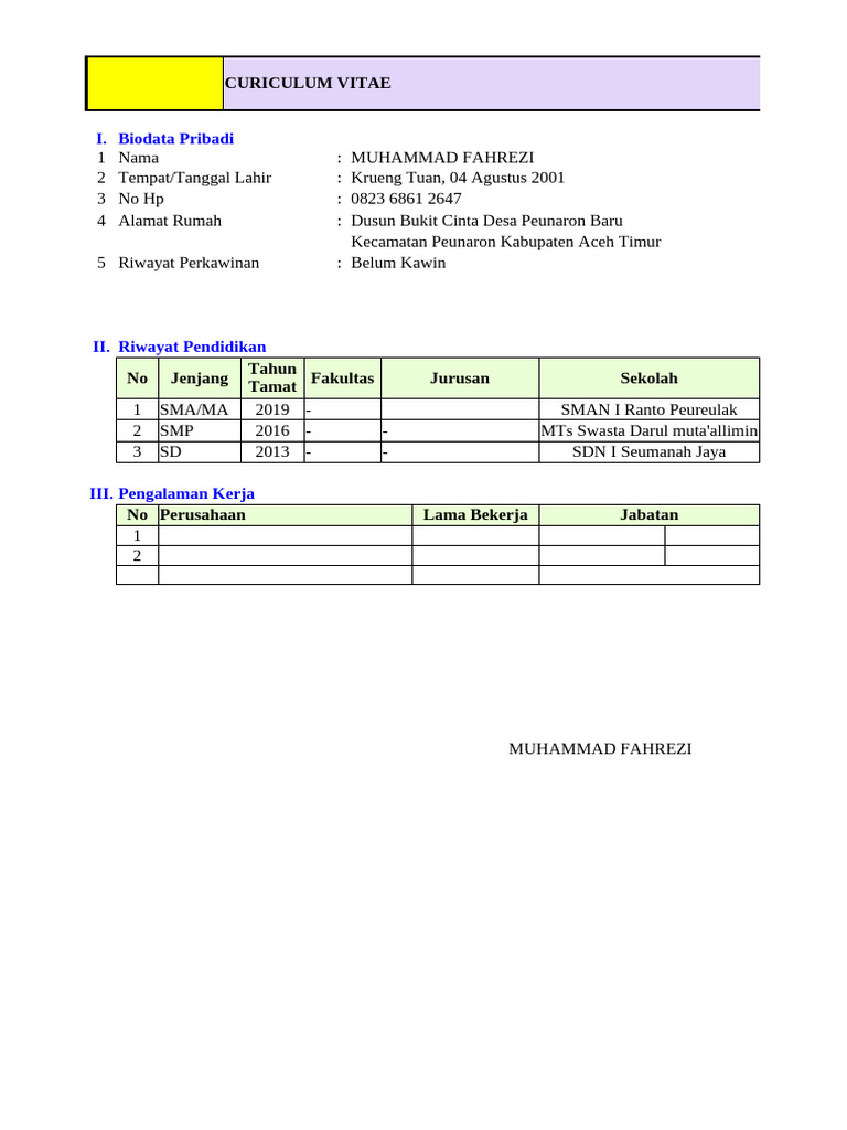 CV Satria | PDF
