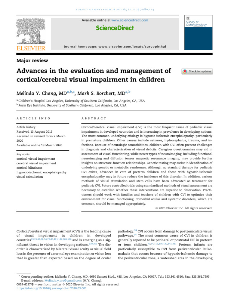 Advances in The Evaluation and Management of Cvi in Children | PDF ...