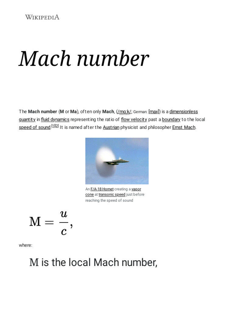 Mach Number - Wikipedia | PDF | Mach Number | Physical Phenomena