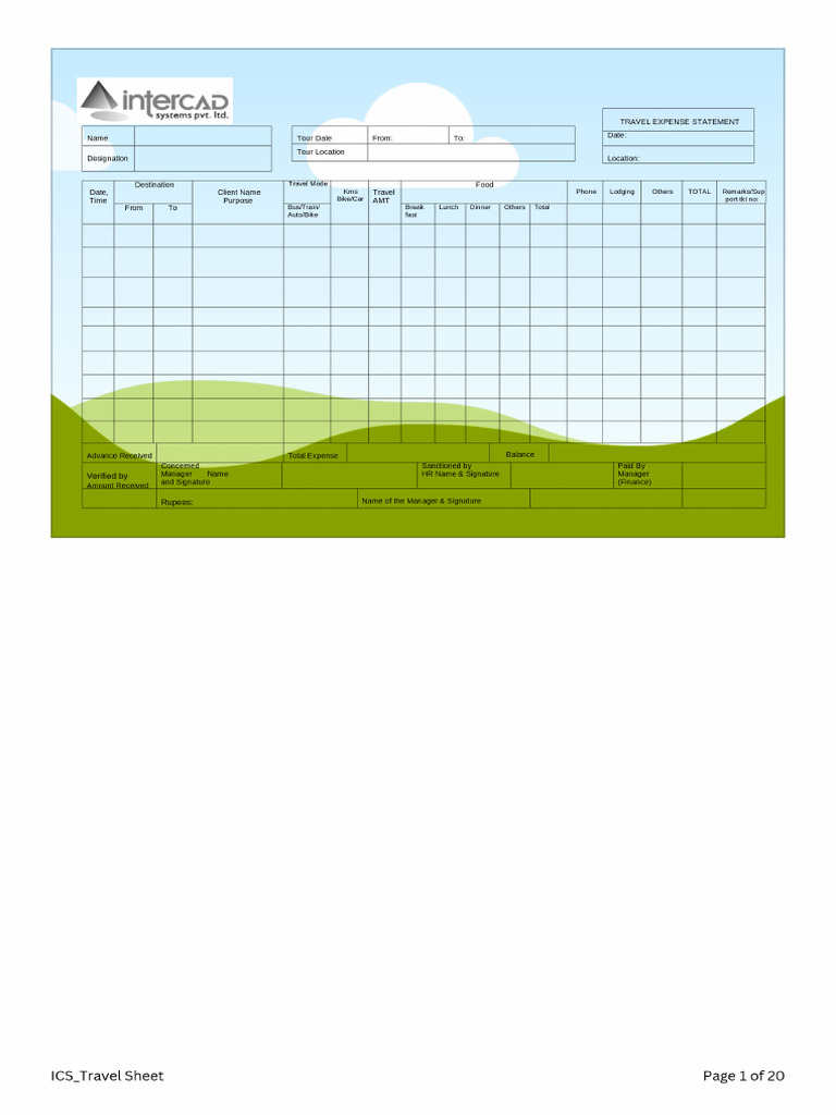ICS Travel Sheet PDF | PDF