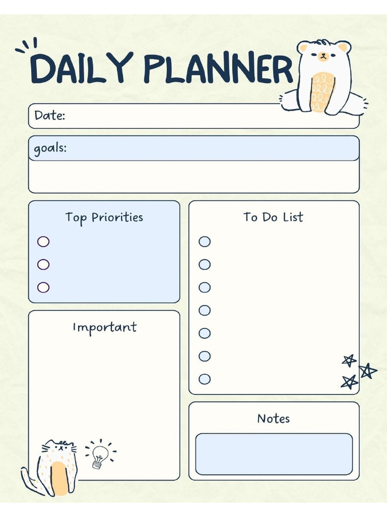Planner White Bear Cute | PDF