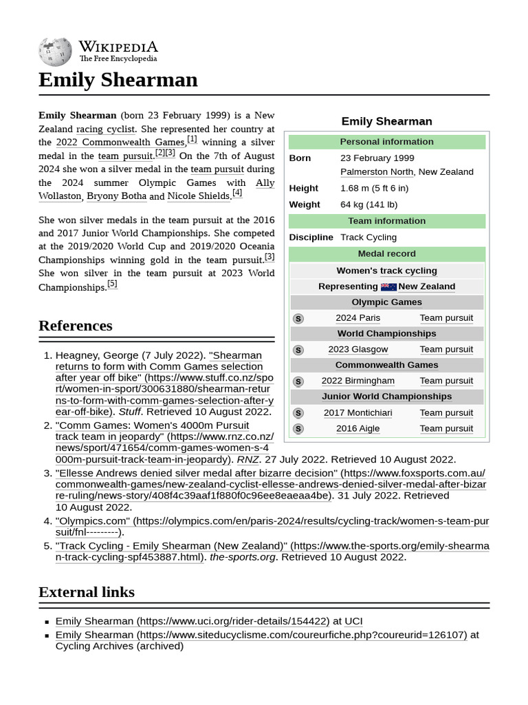 Emily_Shearman | PDF | Cycle Racing | Nations At The Olympics