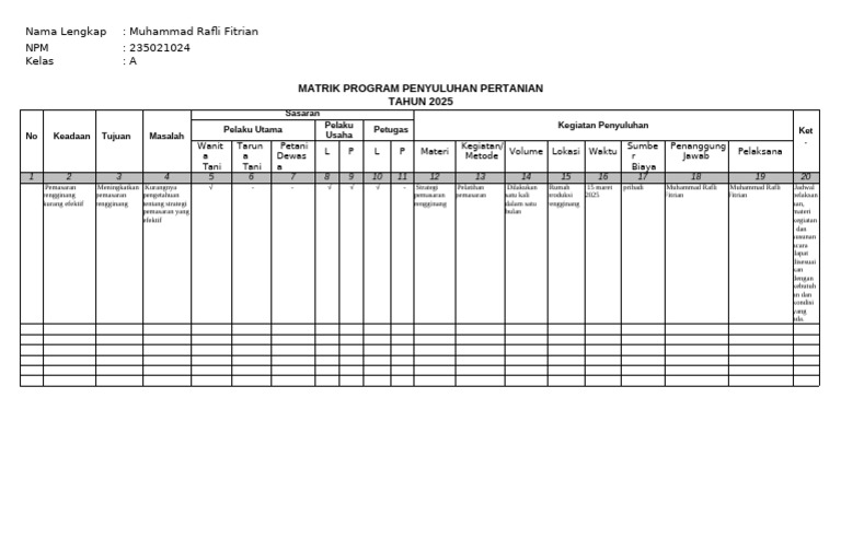 A. Form Matrik Program Penyuluhan | PDF