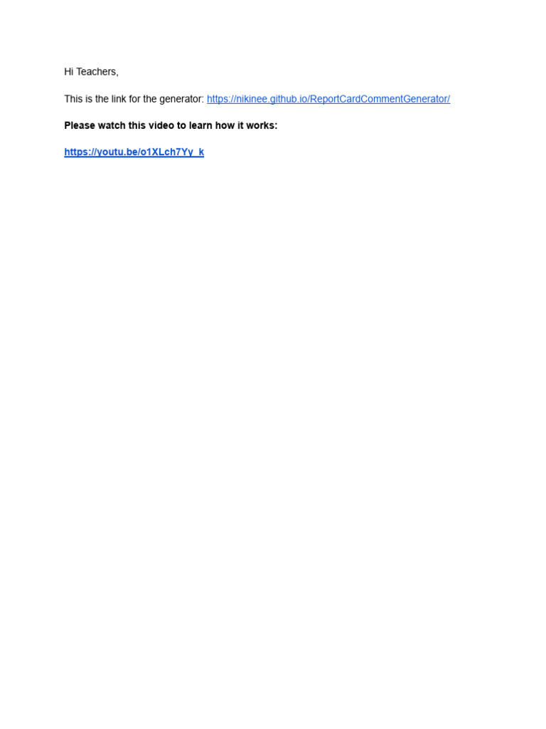 Report Card Comment Generator Tool | PDF